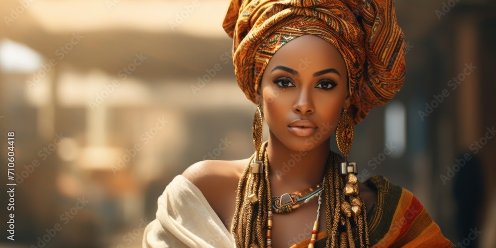 Woman wearing african native attire Stock Photo | Adobe Stock