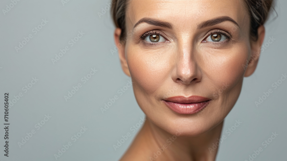 Beautiful 50 year old woman with clean fresh skin Stock Illustration ...