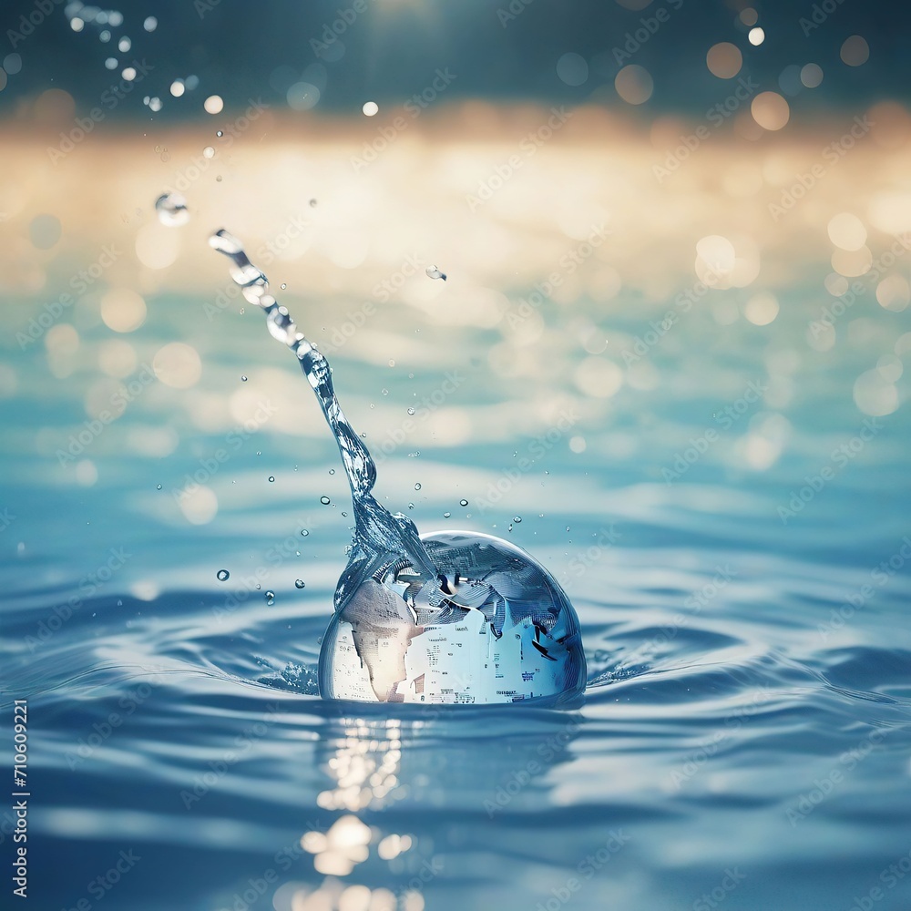 Water splashing into a glass with a chain on the water surface Stock ...