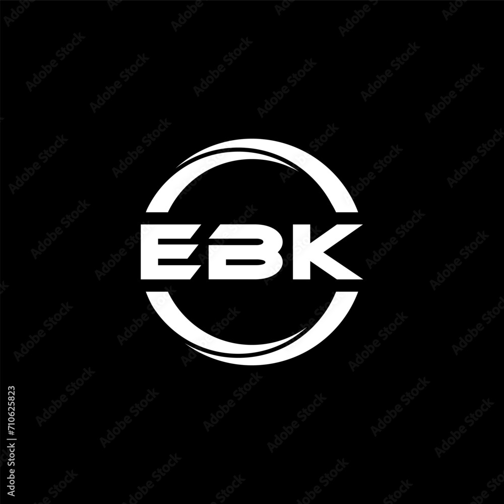 EBK letter logo design with black background in illustrator, cube logo ...