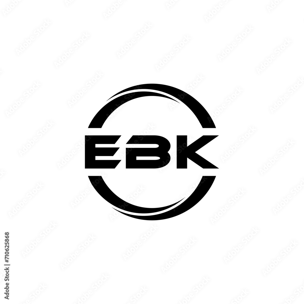 EBK letter logo design with white background in illustrator, cube logo ...