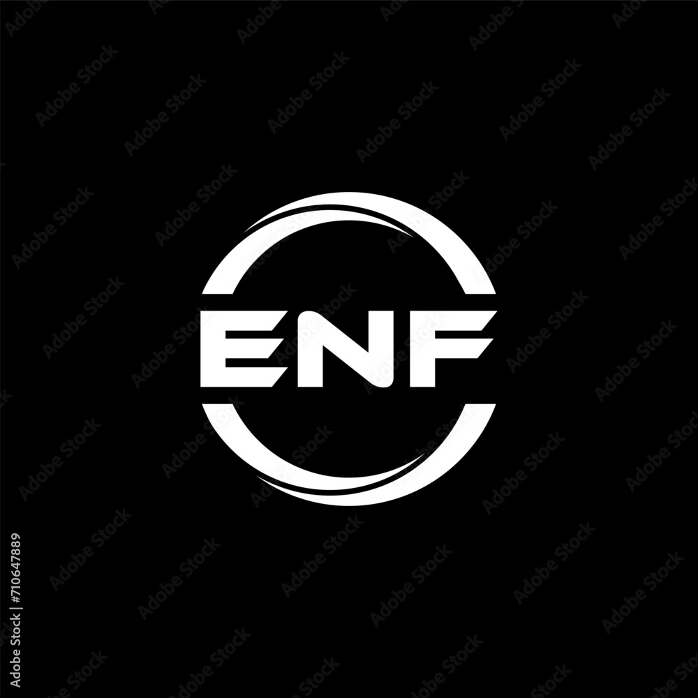 ENF letter logo design with black background in illustrator, cube logo ...