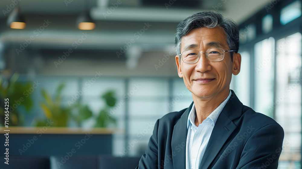 Mature asian business manager portrait with copy space Stock Photo ...