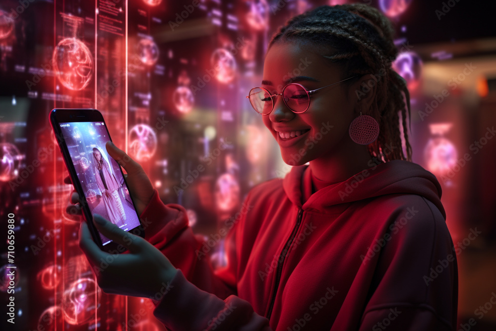 A close-up of a smartphone screen displaying social media profiles of ...