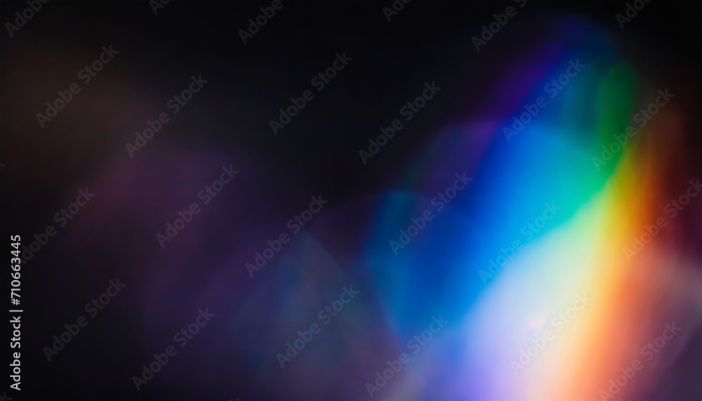 blur colorful rainbow crystal light leaks on black background defocused ...