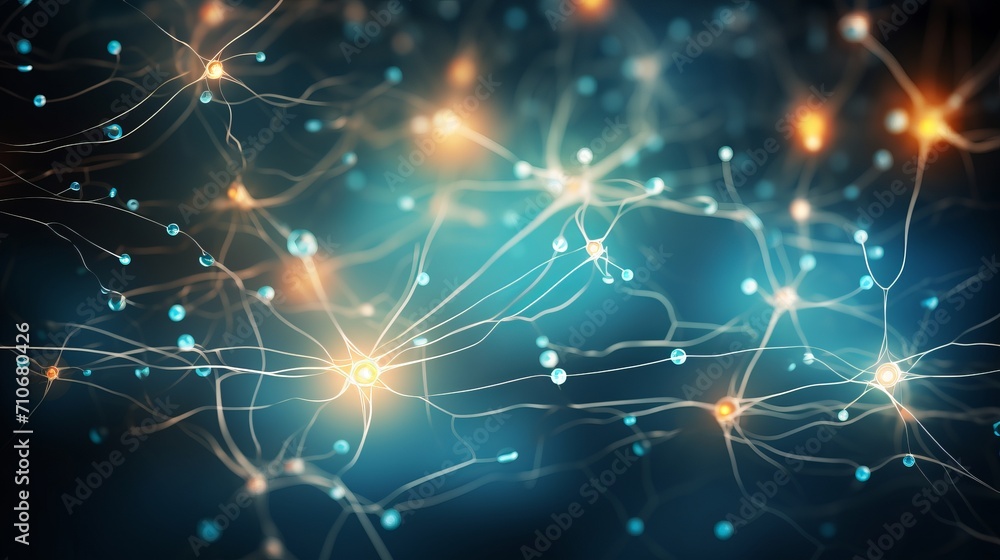 Nerve cells in medical background highlighting neurons and the human ...