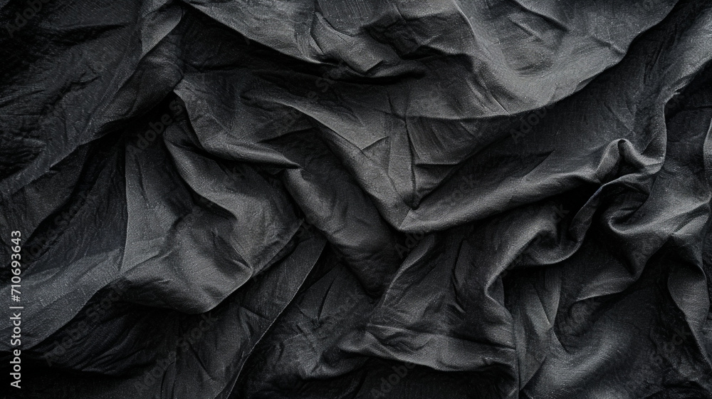 Elegant black crumpled cloth texture in soft low light, perfect for ...