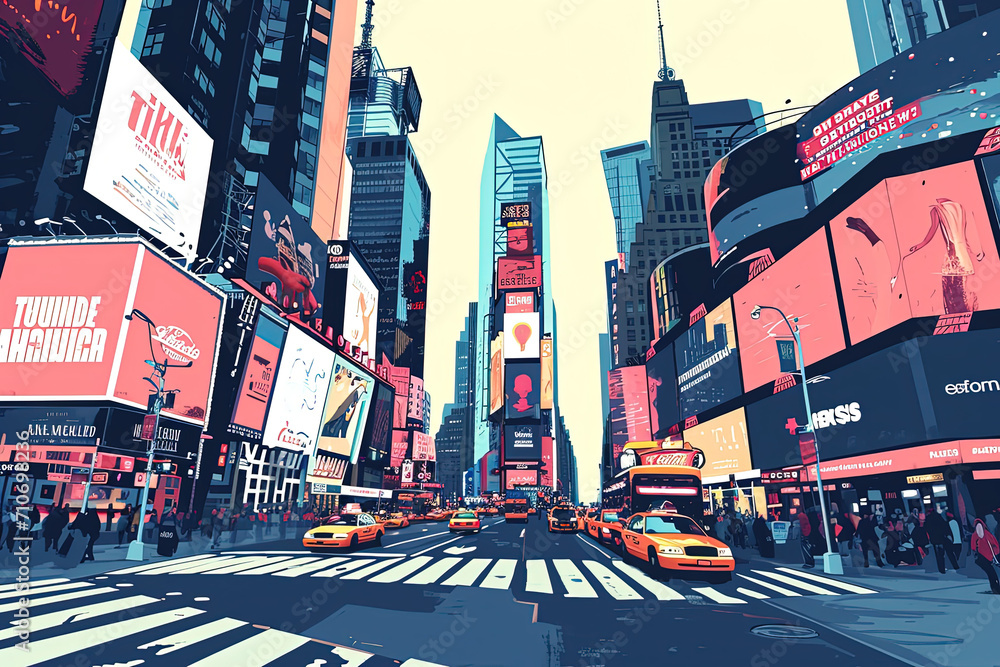 Times Square Marvels - Ultradetailed Illustration for Banners, Covers ...