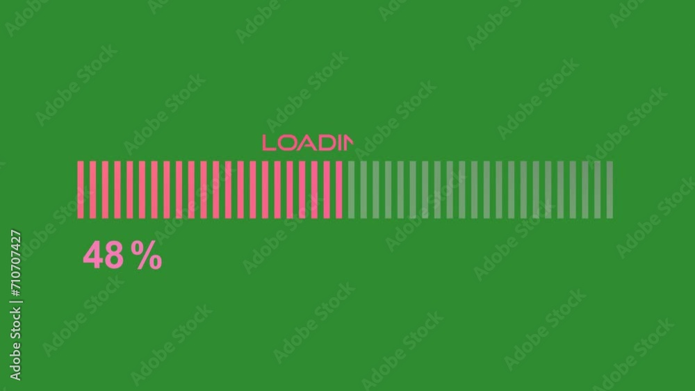 Loading progress bar animation red text on green screen ,Receiving bar loading progress ...