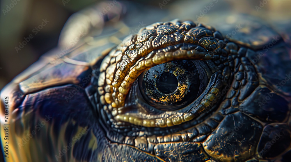 The eye of a turtle, expressing calmness and equanimity, like a guard ...