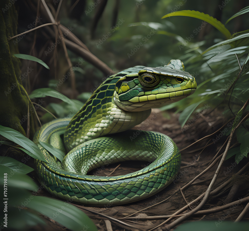 Black snake with white ring in the dark, mangrove snake, Agressive ...