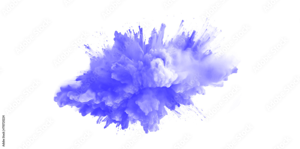 Blue holi paint color powder. Abstract blue dust explosion on white ...
