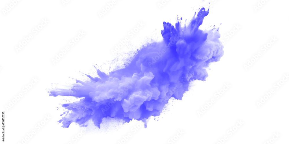 Blue holi paint color powder. Abstract blue dust explosion on white ...