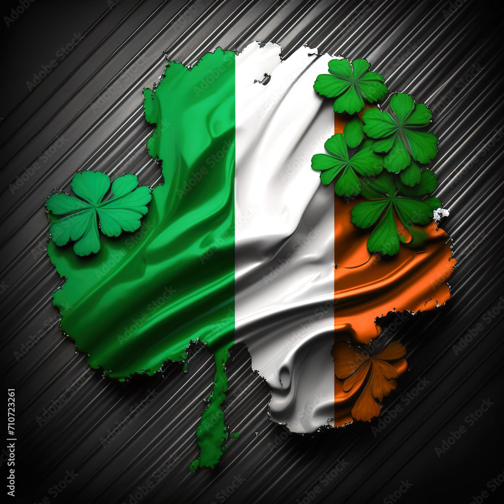 Tricolor Tranquility: A Map of Ireland Celebrating Flag Tones and a ...