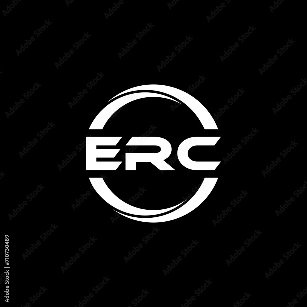 ERC letter logo design with black background in illustrator, cube logo ...