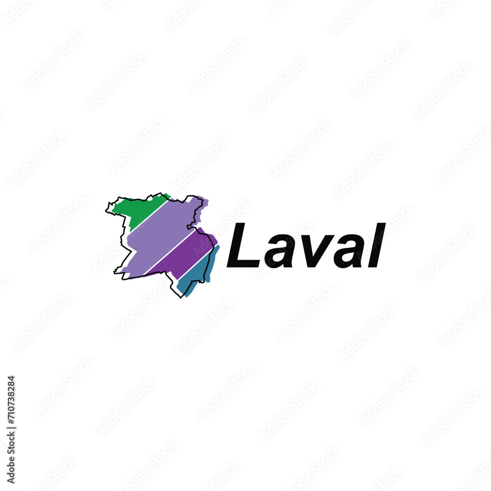 Map of Laval vector design template, national borders and important ...