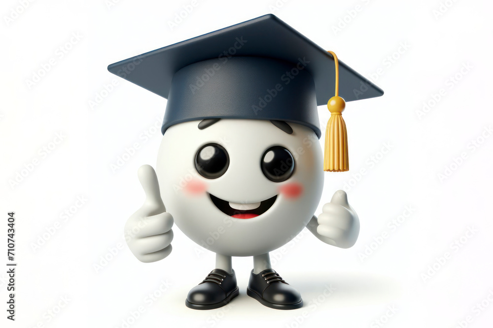 3d smiling graduation cap character on a white background. ai ...