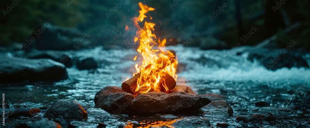 Wild Campfire Next Water National Park, Background Design Images Stock ...