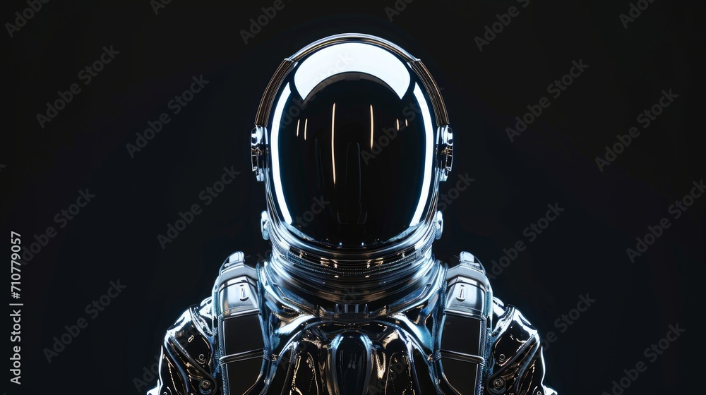 Futuristic astronaut fashion, front view, an astronaut with a metal ...