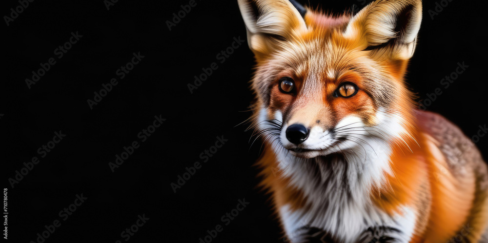 Fox head in profile or side close up. Panoramic image of the fox's head ...