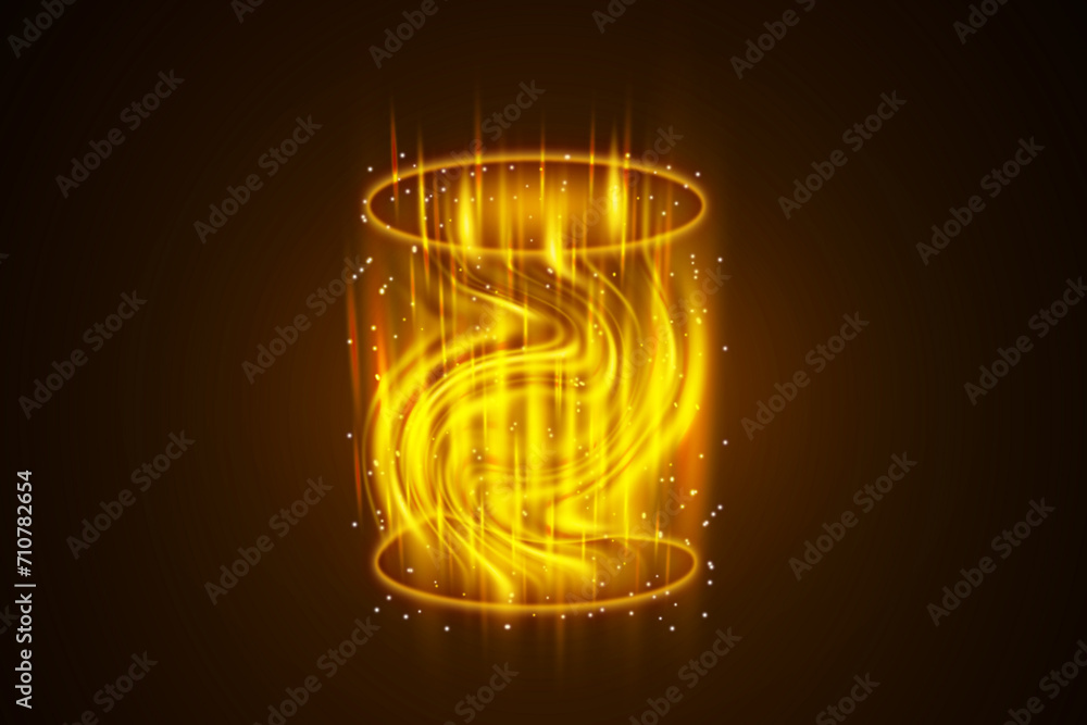 Golden Glowing neon game portal. Futuristic teleport podiums, healing ...