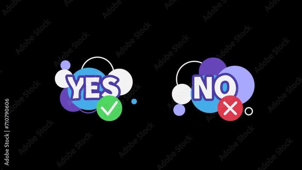 Text Yes or No pops up animation, ALPHA channel. Abstract shapes ...