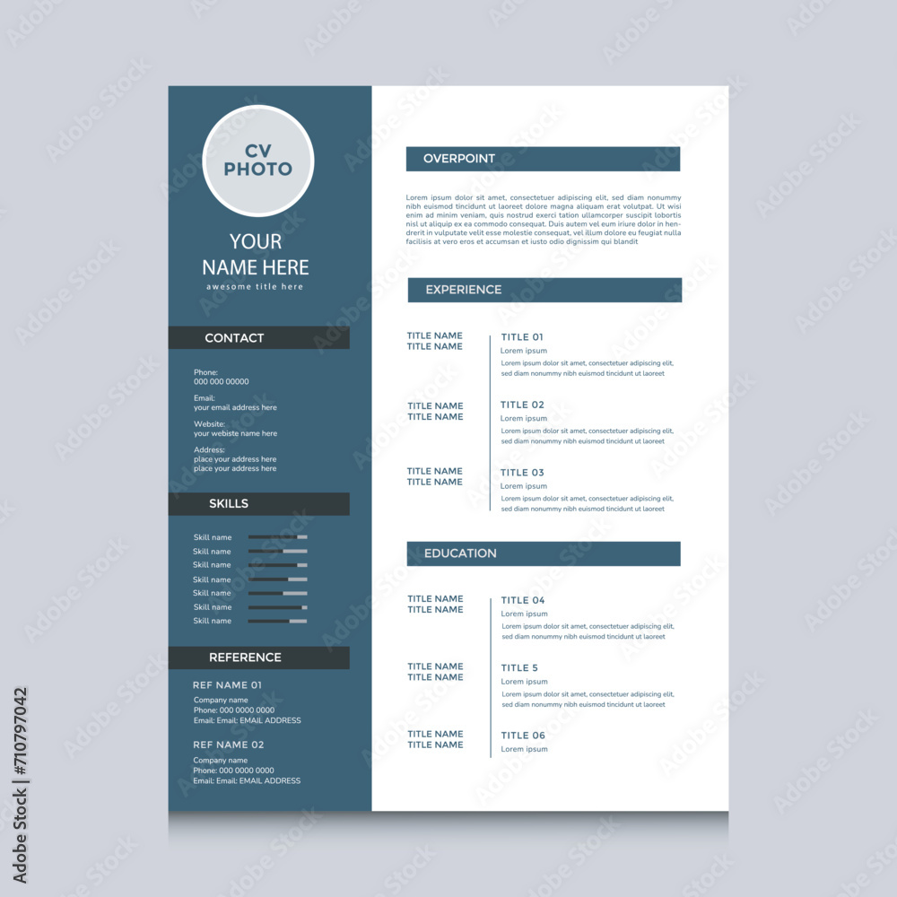Professional CV resume template design vector. Clean Modern Resume ...