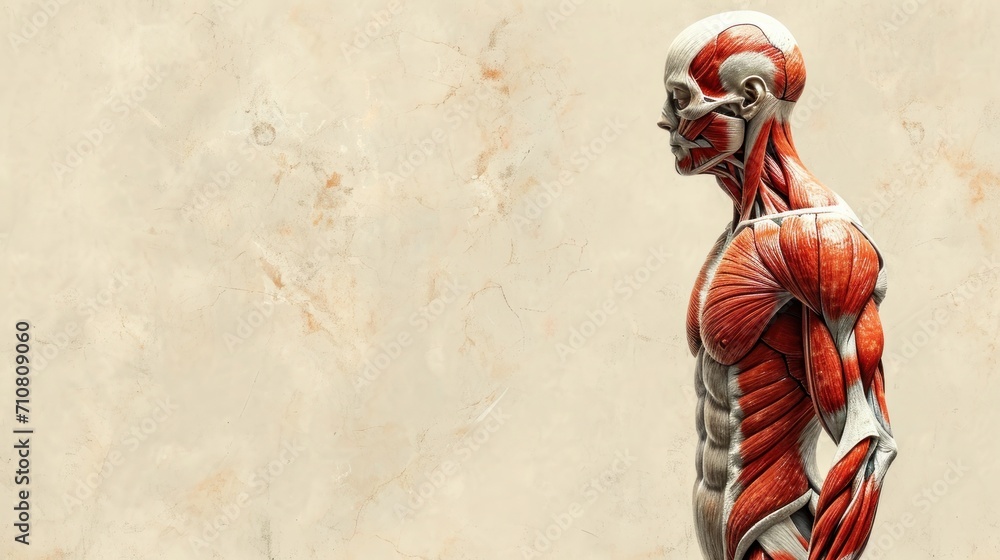 a drawing of a human body with muscles highlighted in the upper half of ...