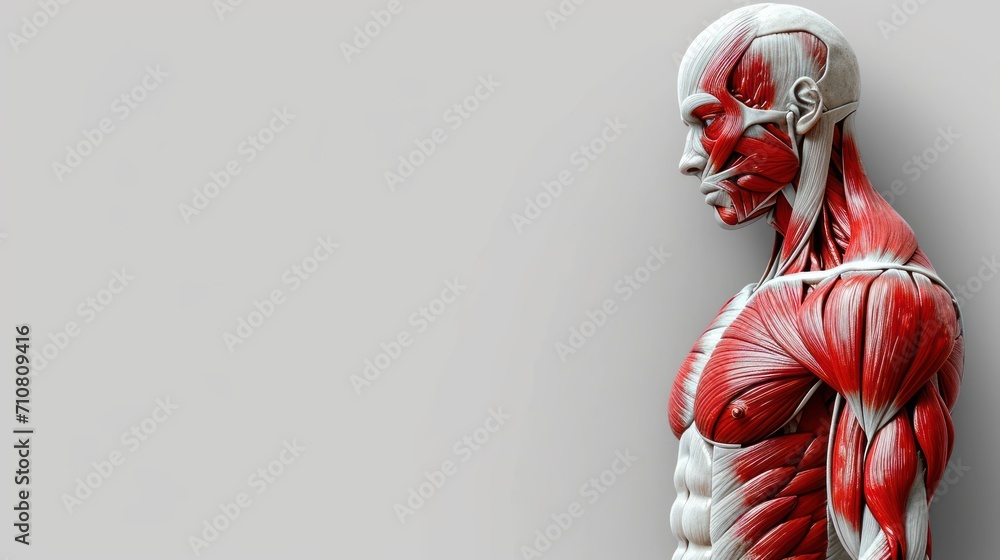 the muscles of a human body are highlighted in a red and white color ...