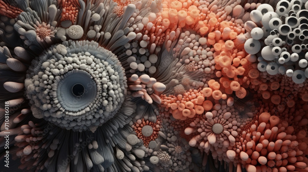 a close up of an art work with a circular object in the middle of the ...