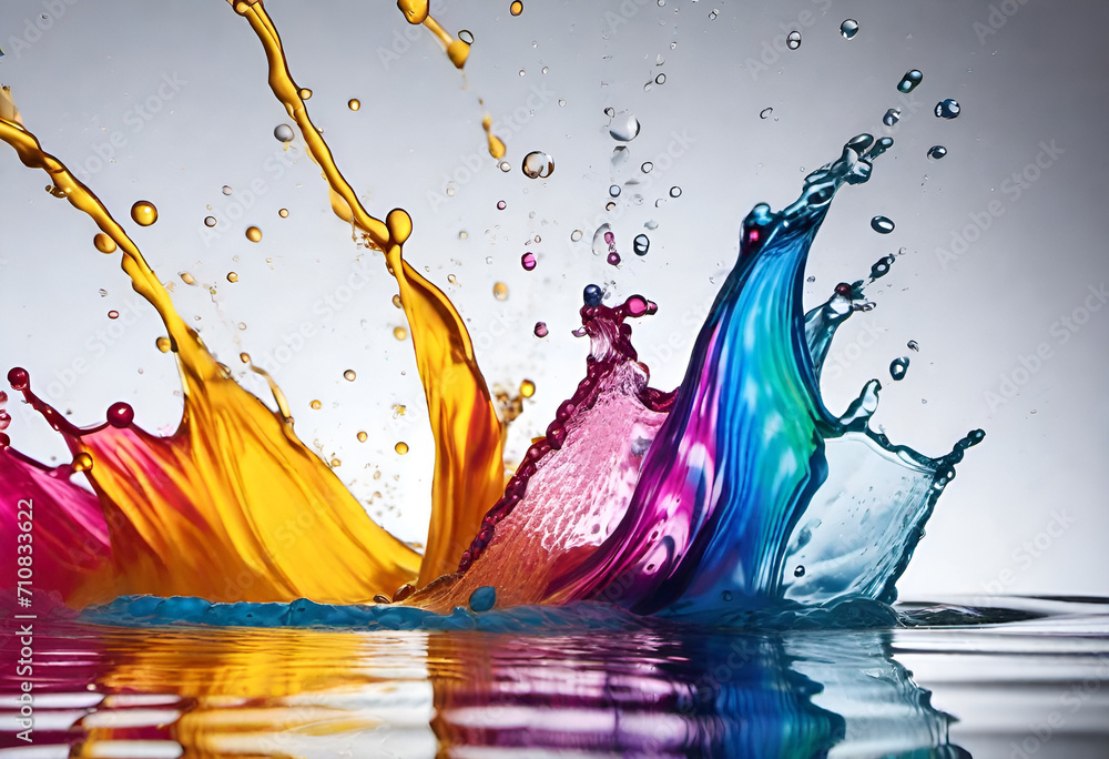 colorful rainbow water splash on white minimal background Stock ...