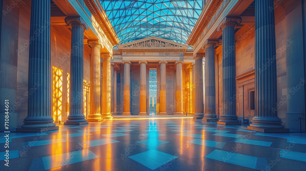 Poster Illuminated Museum Corridor with Columns – Wall Art | UkPosters