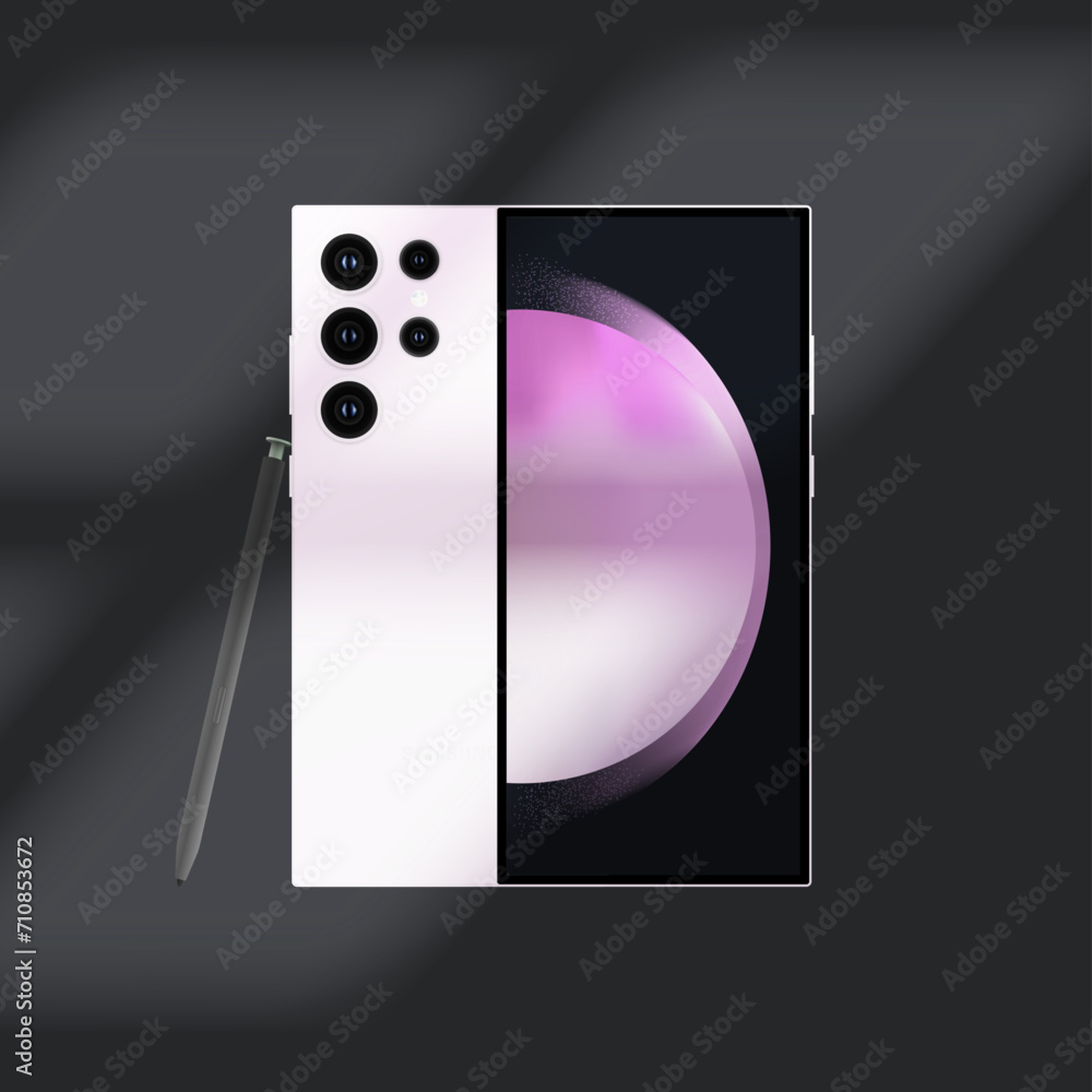 Samsung Galaxy S23 Ultra smartphone. Lavender color. Phone with stylus ...