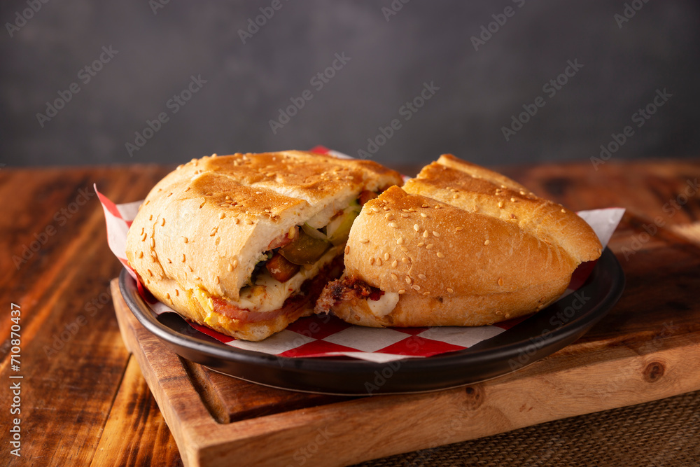 Mexican Torta. Sandwich made with common bread in Mexico, it can be ...