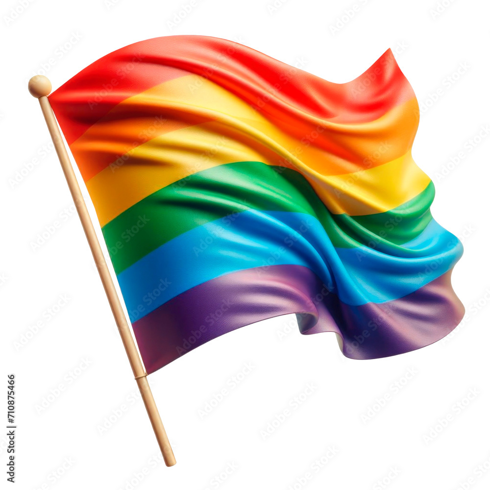 Waving pride flag isolated on transparent background. AI generative ...