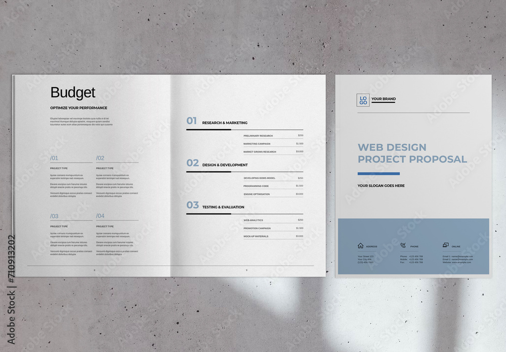 Web Design Project Proposal Brochure Layout Stock Template | Adobe Stock