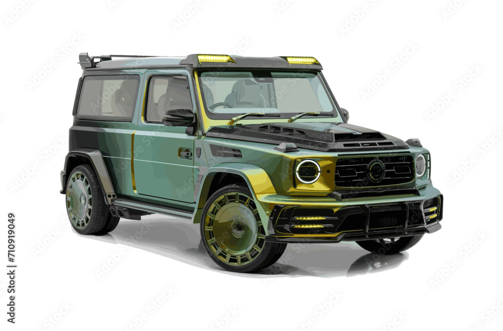 Vektorová grafika „Mercedes G class coupe SUV car icon. Editorial black ...