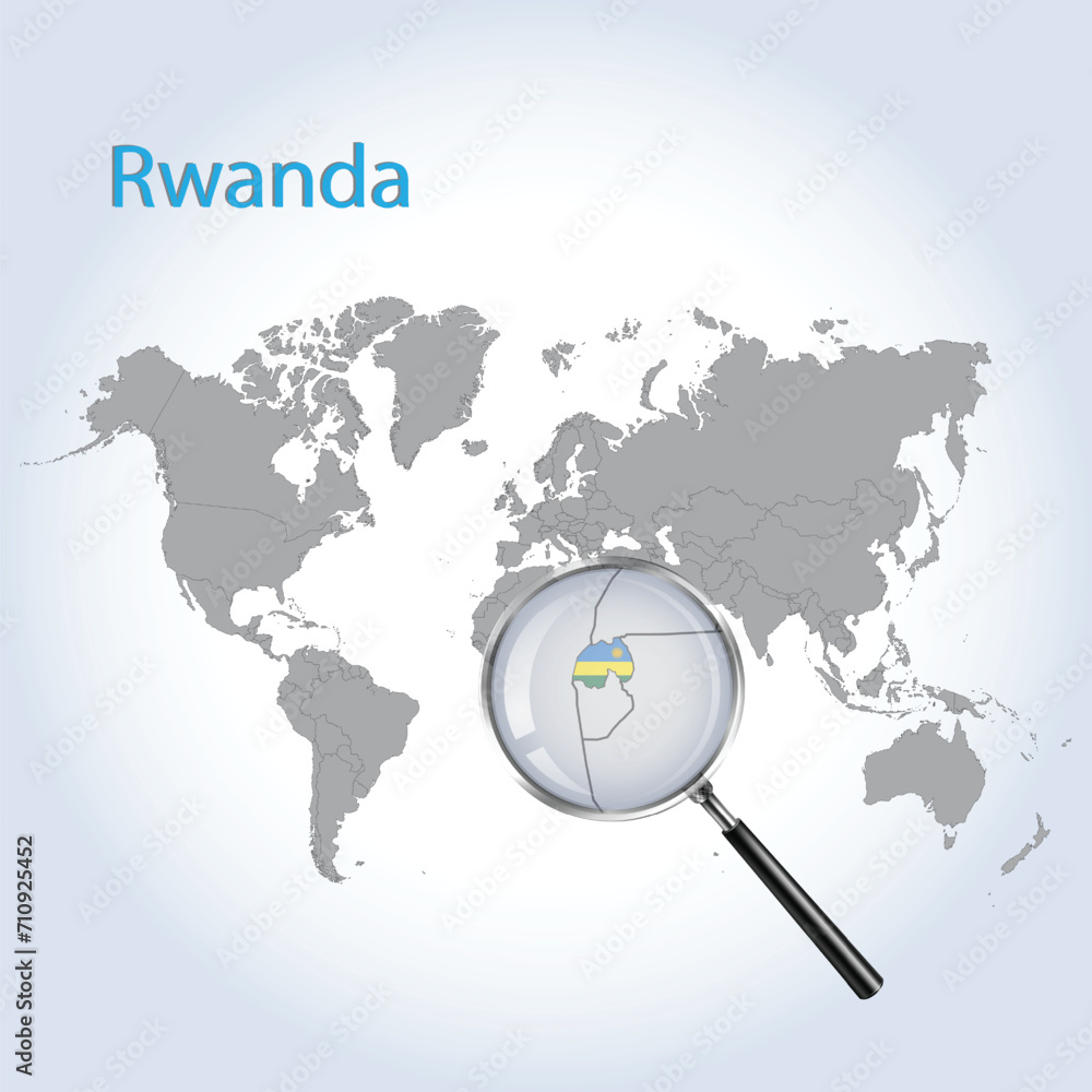 Magnified map Rwanda with the flag of Rwanda enlargement of maps Vector ...