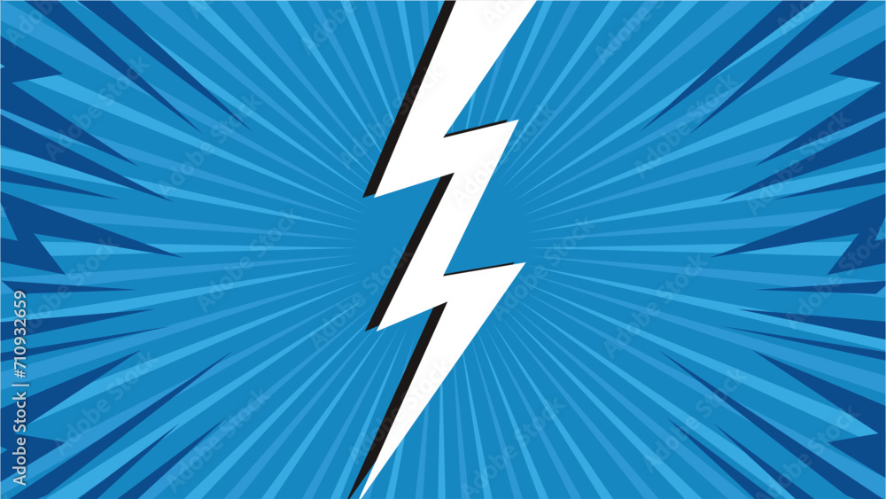 Pop art comic background with flash. Blue Cartoon background Vector ...