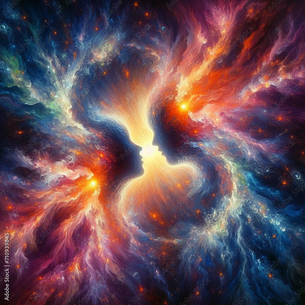 Twin flame couple. Soulmates. The concept of magical, esoteric, tantric ...