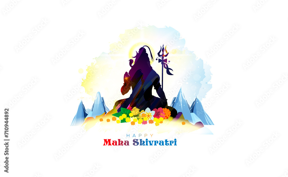 illustration of Lord Shiva for Maha shivratri puja. Indian hindu god ...