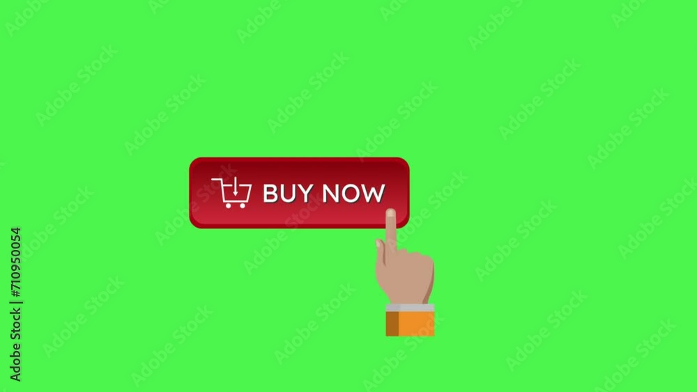 2D Animation of Hand Pressing BUY NOW Button and change color from red ...