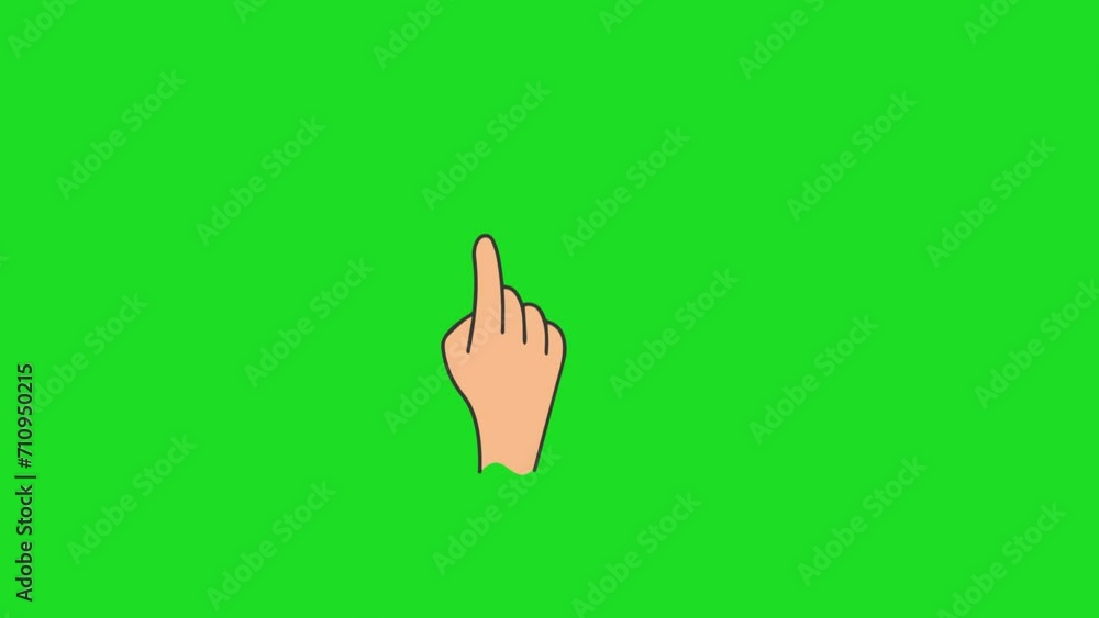 2D hand gesture animation pack isolated on green screen. Single tap ...