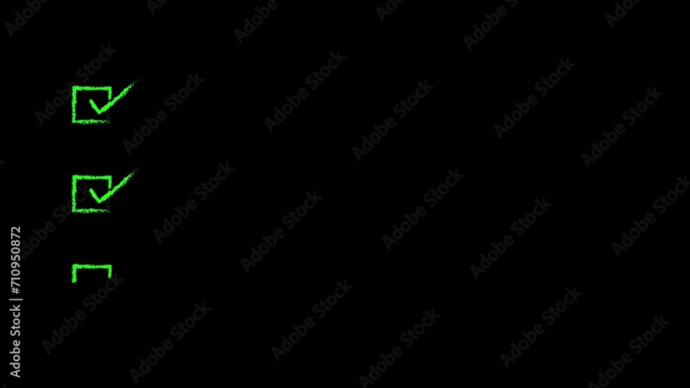 2d animated green check mark tick sign in square checkbox with ...