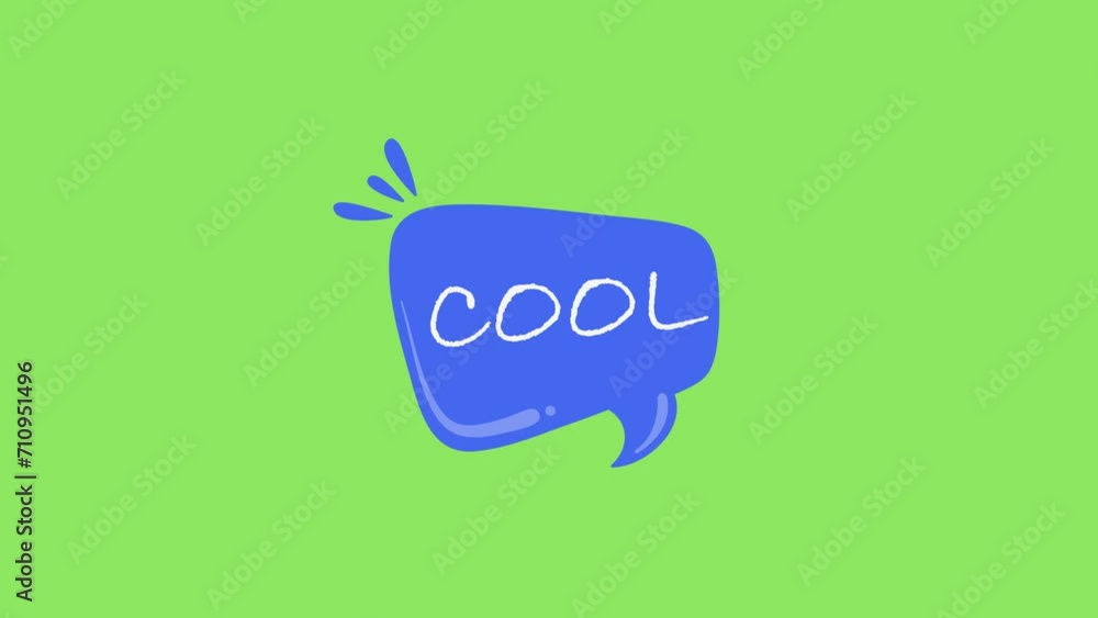 COOL typo on blue textbox style speech bubble symbol on green screen ...