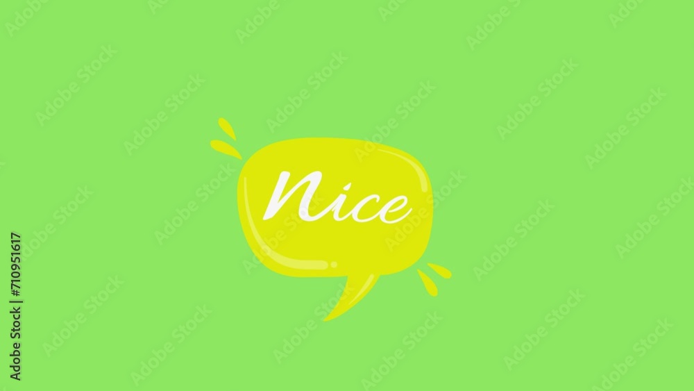 NICE typo on red heart style speech bubble symbol on green screen ...