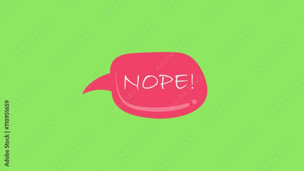 NOPE typo on red textbox style speech bubble symbol on green screen ...