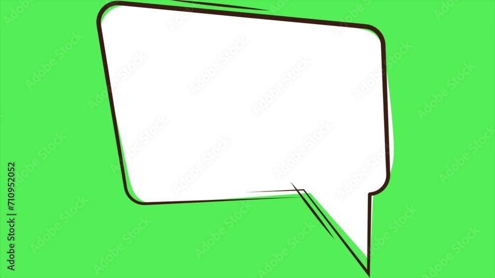 Rectangle chat box message on green screen. 4k video animated bubble ...