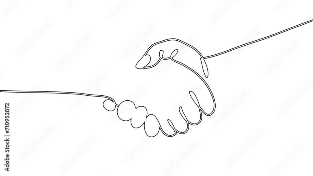 2D animated line art forming Hand Shaking . Continous line art concept ...