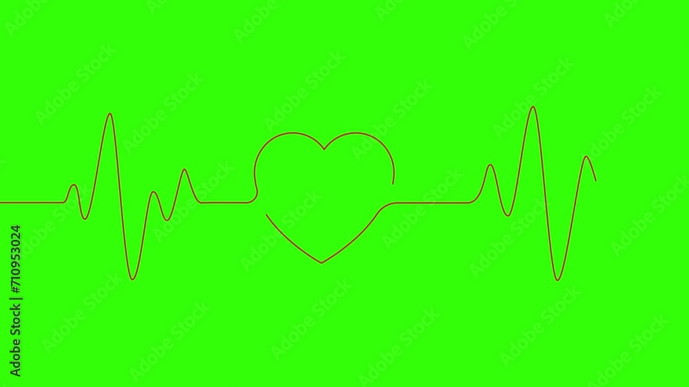 2d animation line art of heartbeat line making heart beat and heart ...